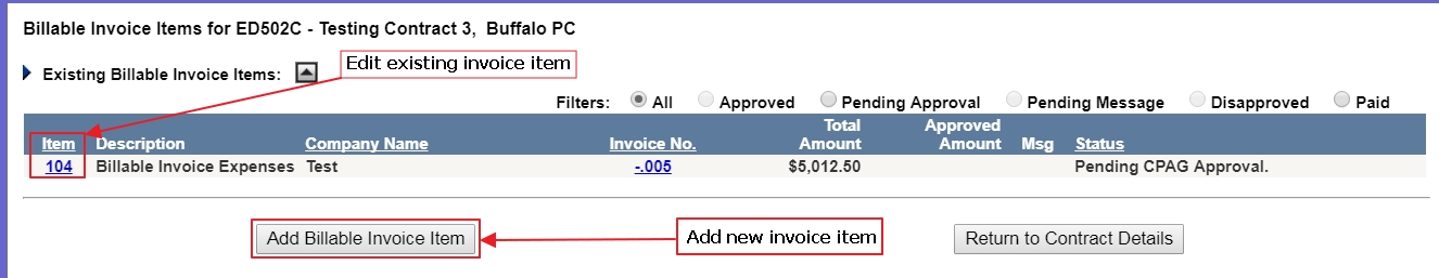 Billable Invoice Item Entry